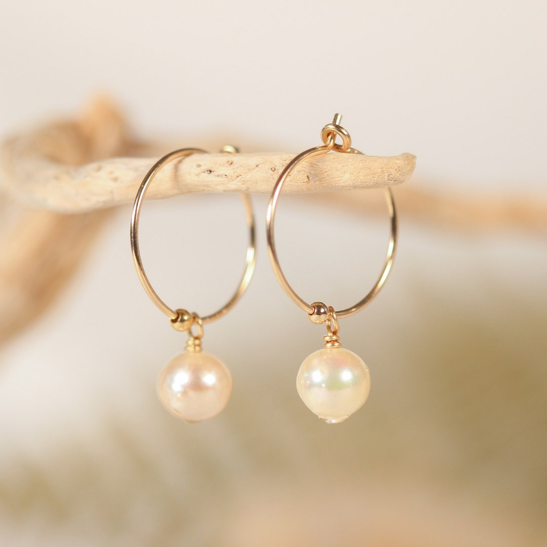 Mini Hoop Earrings DUNE Model Hoop Earrings, Mini Ring With White ...