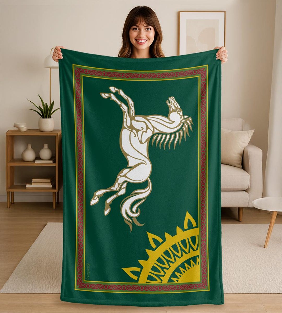 Lord of the Rings Rohan Banner Officially Licensed Silkytouch Blanket ...