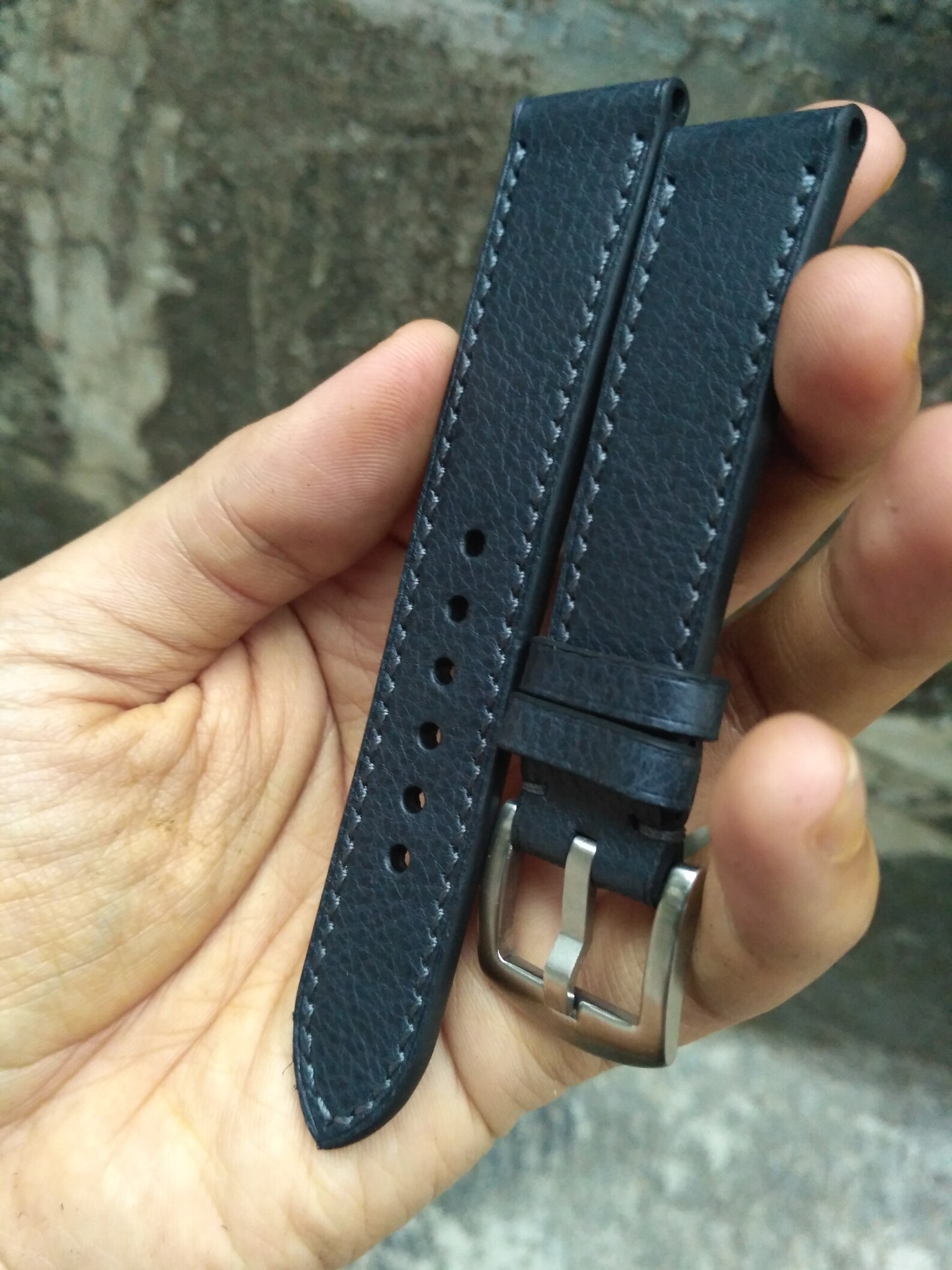 Midnight Blue Pebble Strap Handmade Leather Watch Strap 18mm | Etsy