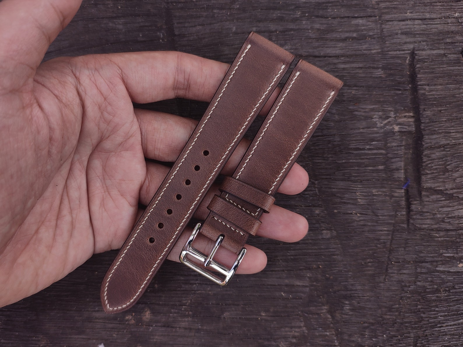 Flat Style Natural Horween Chromexcel Leather 100% Handmade - Etsy