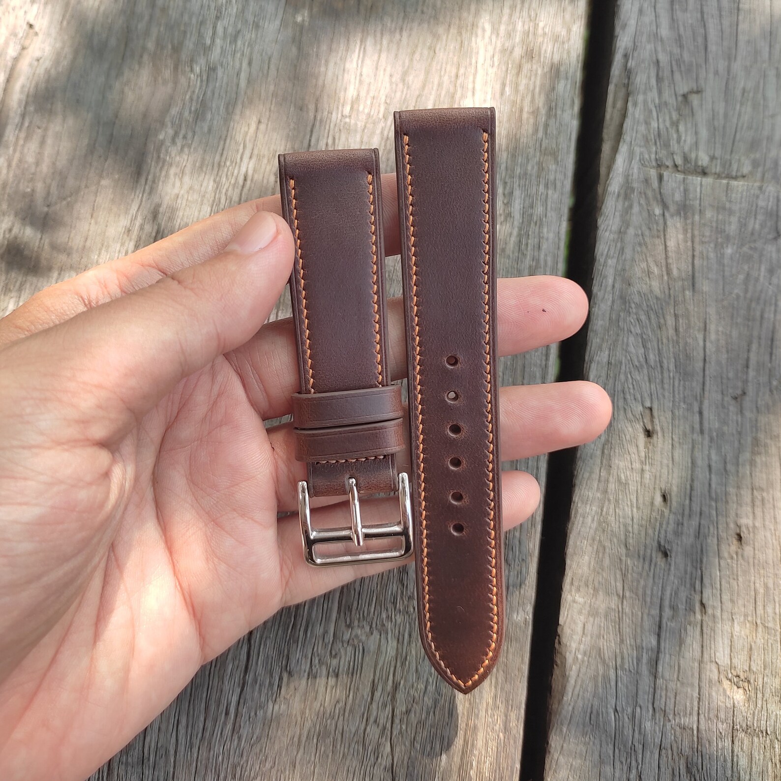 Flat Style Brown Horween Chromexcel Leather 100% Handmade - Etsy