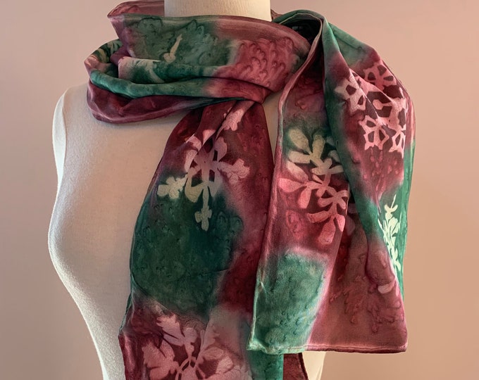 Snowflake Scarf Snowflake Painted Silk Scarf Christmas - Etsy