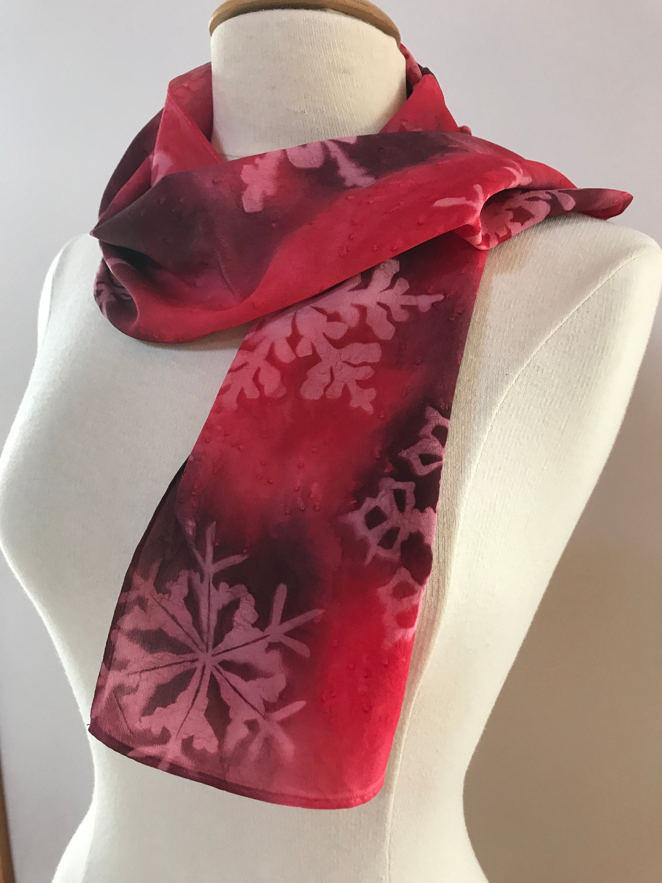 Snowflake Scarf Snowflake Painted Silk Scarf, Christmas Scarf Christmas ...