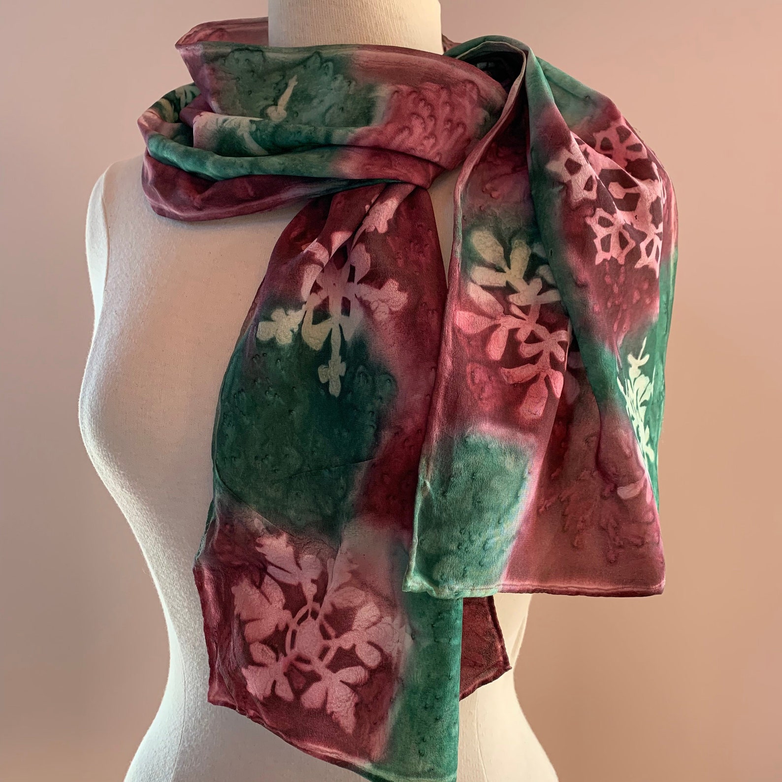 Snowflake Scarf, Snowflake Painted Silk Scarf, Christmas Scarf ...