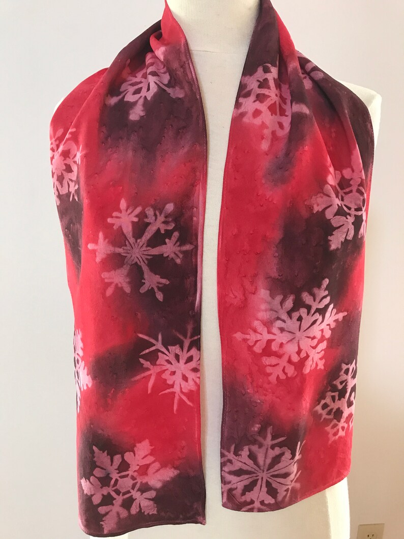 Snowflake Scarf Snowflake Painted Silk Scarf, Christmas Scarf Christmas ...