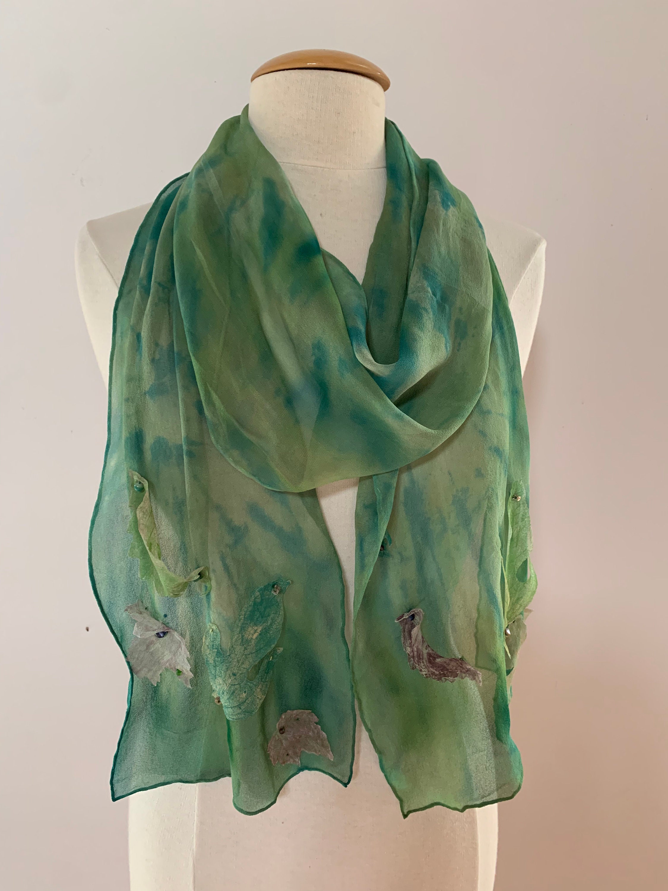Green Leaf Scarf; Leaf Scarf; Fall Leaf Scarf; Autumn Scarf; Leaf Scarf ...