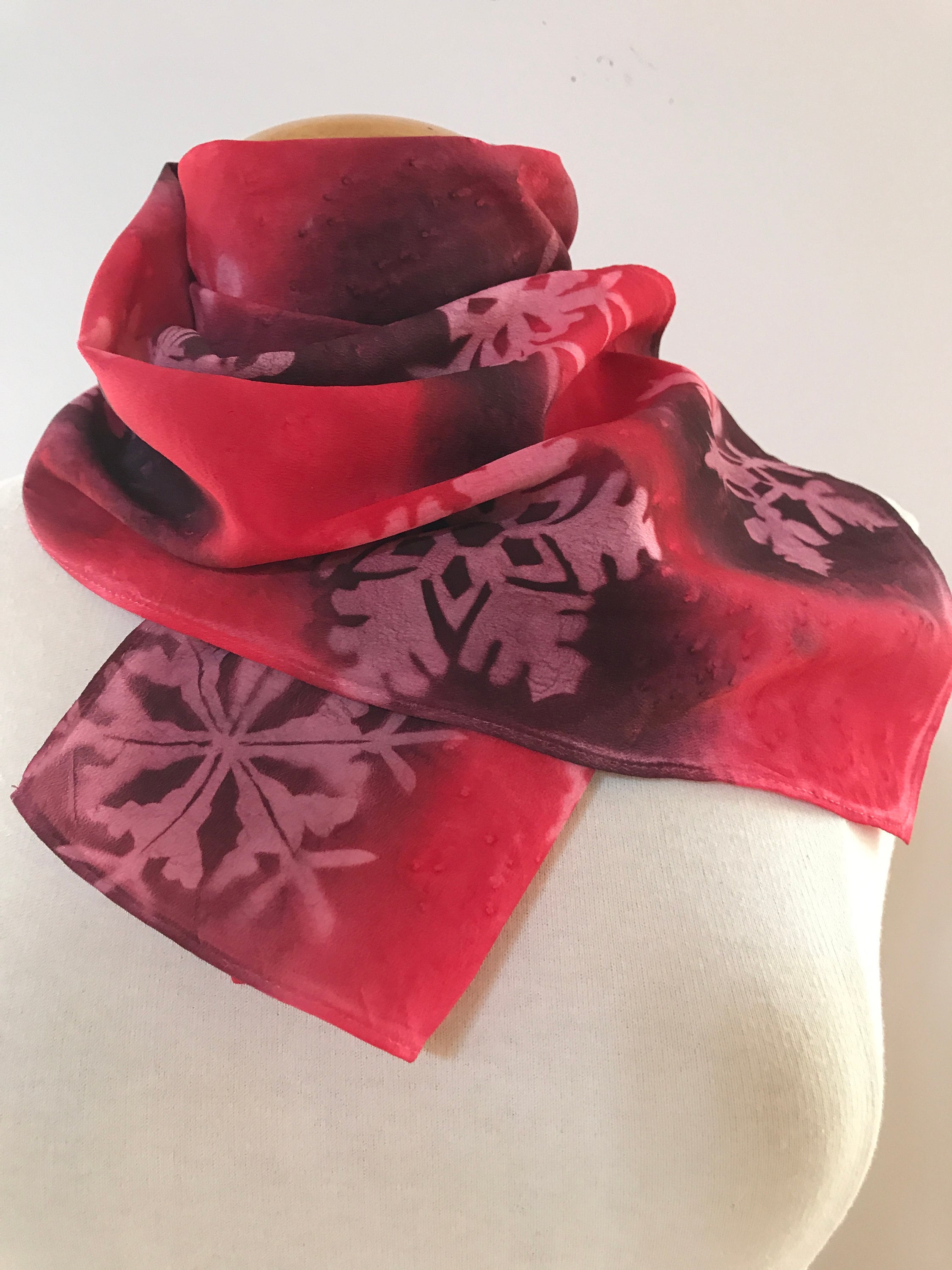 Snowflake Scarf Snowflake Painted Silk Scarf, Christmas Scarf Christmas ...