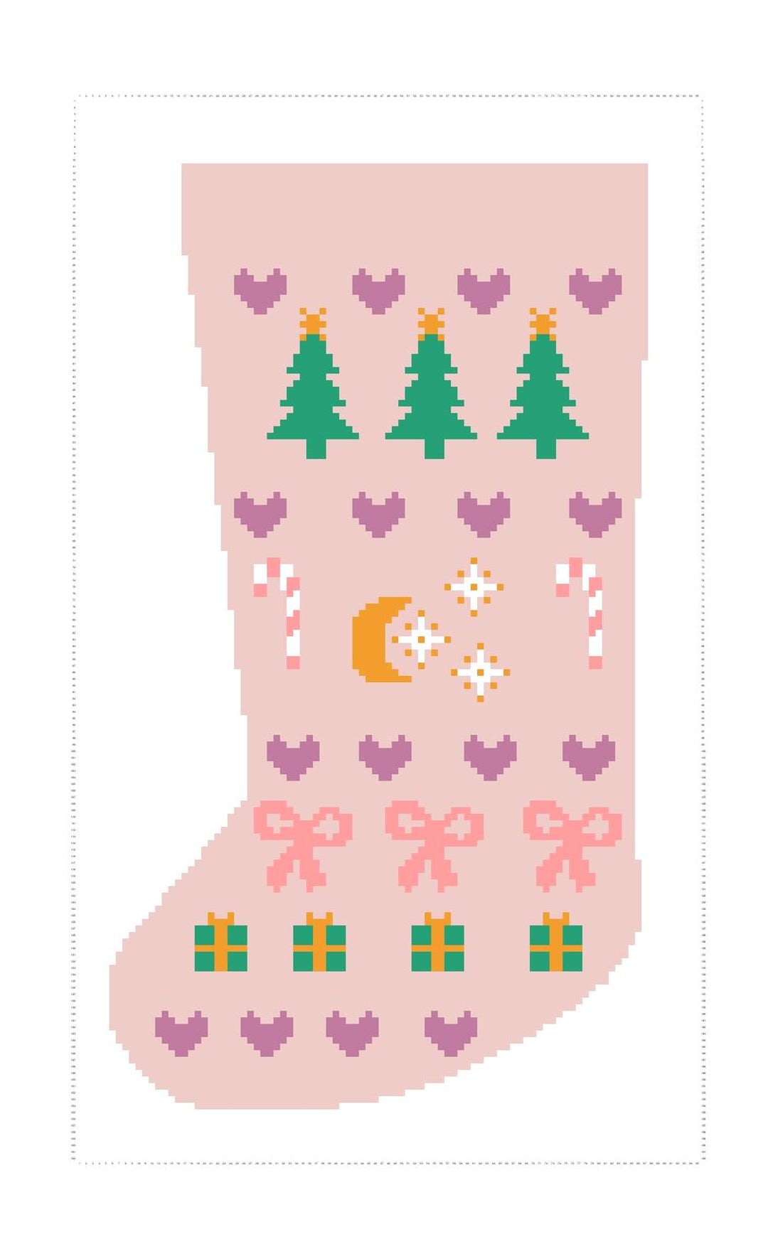 Girly Print Stocking Needlepoint Pattern| 13 Mesh Canvas Chart ...