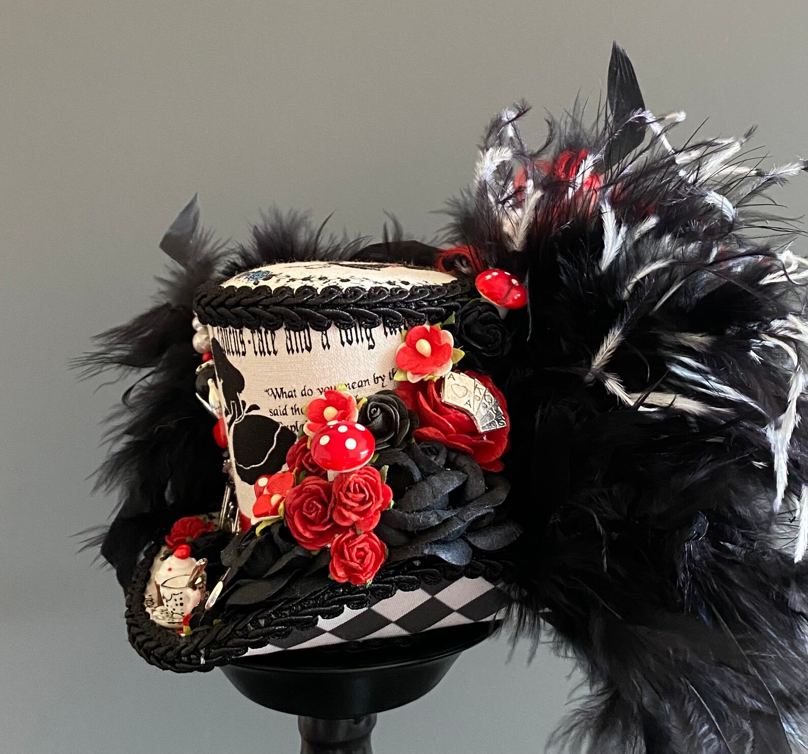 Mini Top Hat Tea Hat Black and Red Tea Cup Hat Alice in - Etsy France