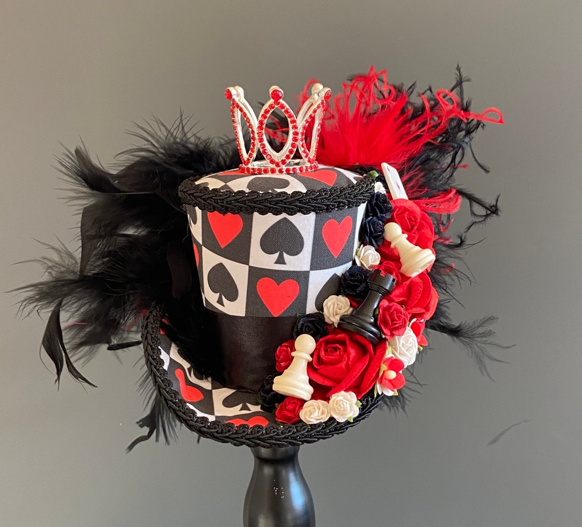 Mini Top Hat Card Mini Hat Queen of Hearts Hat Crown Queen | Etsy