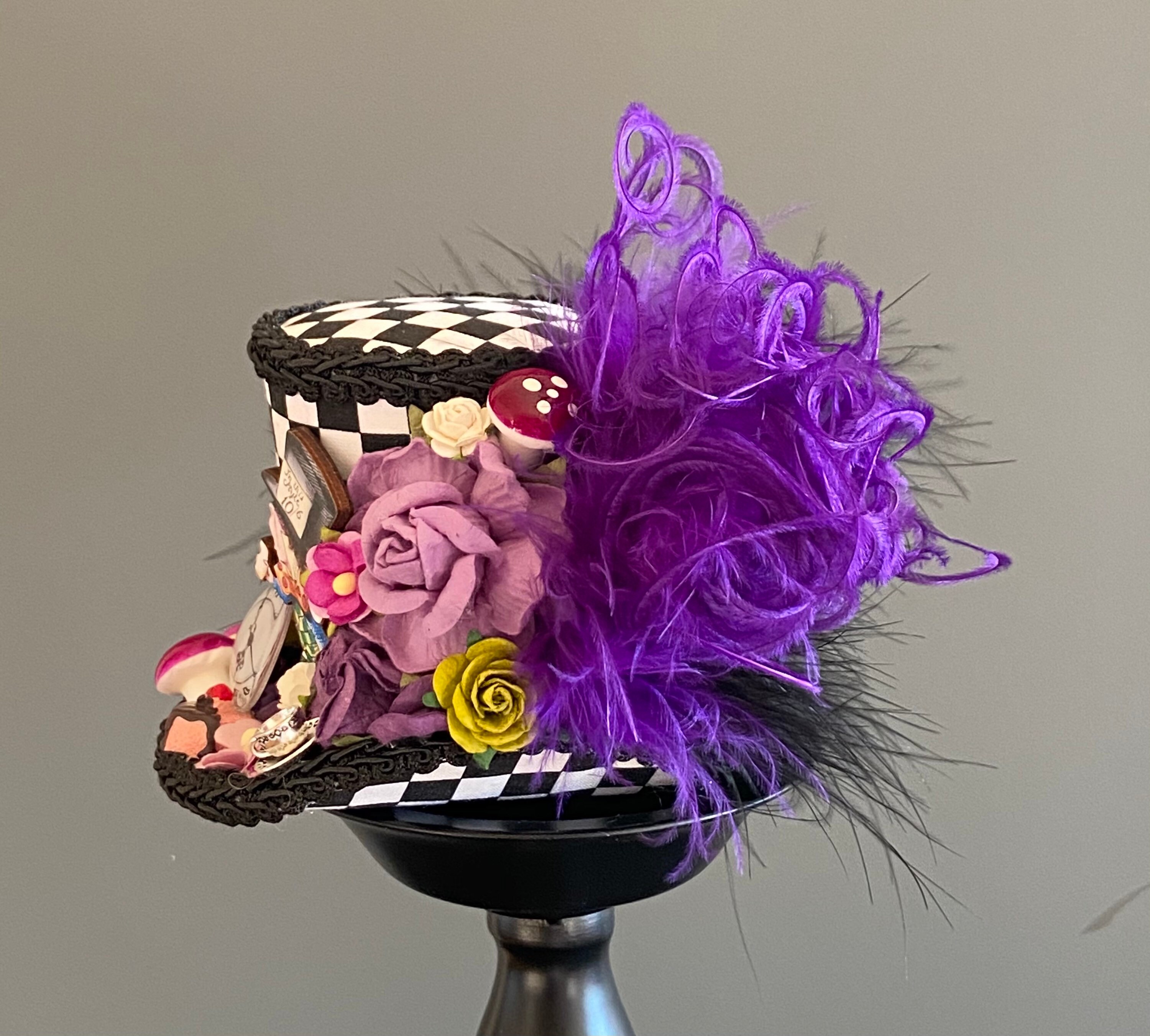 Micro mini top hat, mad hatter mini top hat, mad hatter dioama hat, tea ...