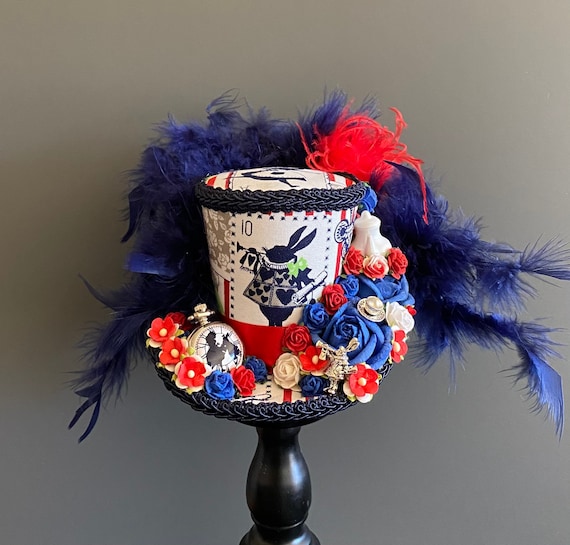 Mini top hat white rabbit diorama hat alice in wonderland | Etsy