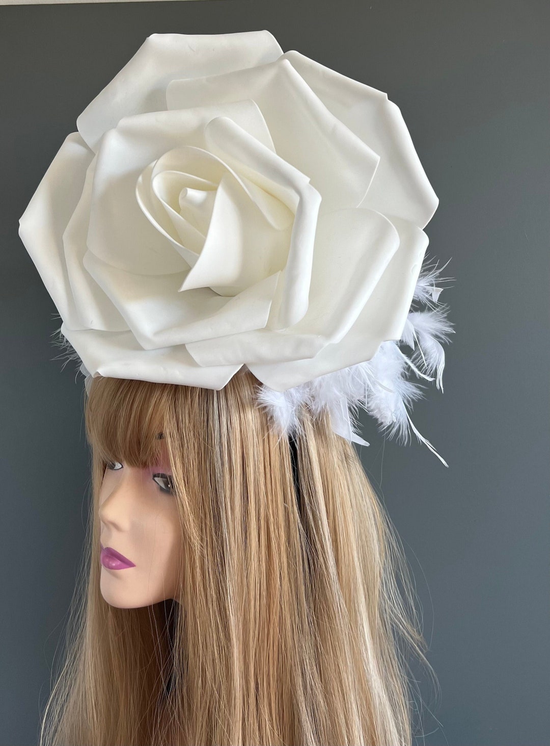 Kentucky Derby Fascinator, off White Rose Hat, Bridal Rose Hat, Rose ...