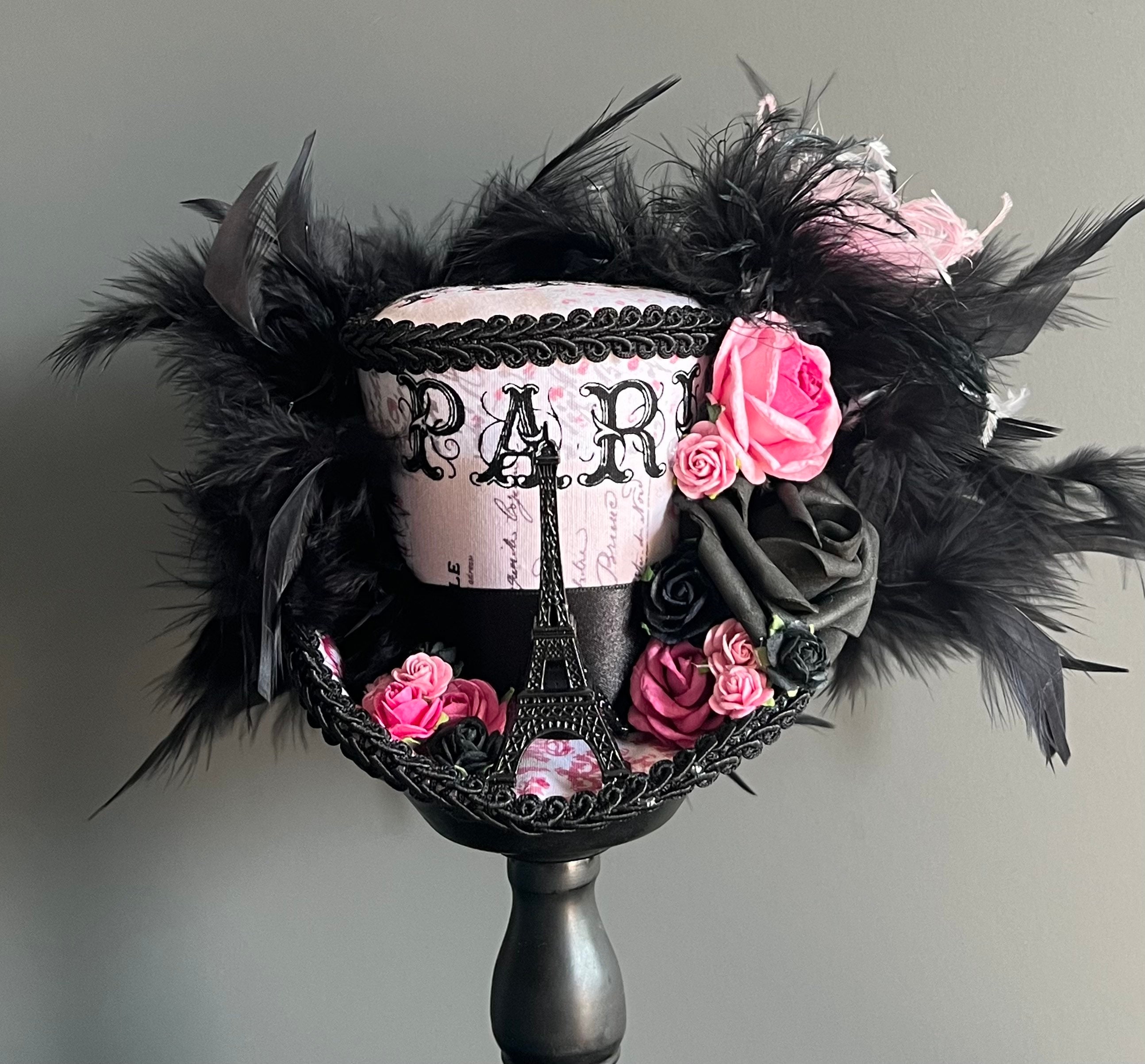 Mini Top Hat Eiffel Tower Hat Paris Hat Pink Mad Hatter - Etsy