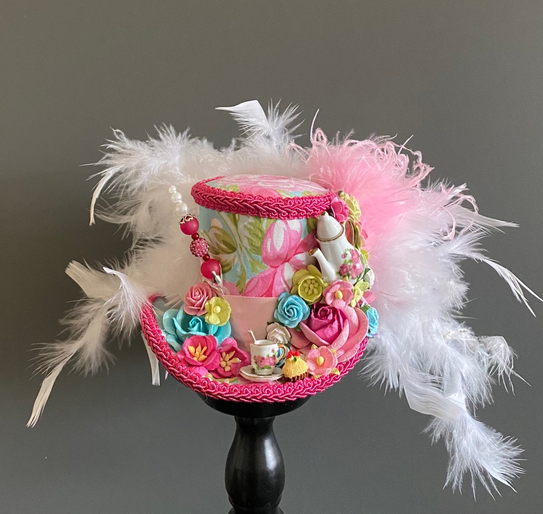 Mini Top Hat, Pink Tea Cup Hat, Pink Tea Pot Alice in Wonderland, Mad ...