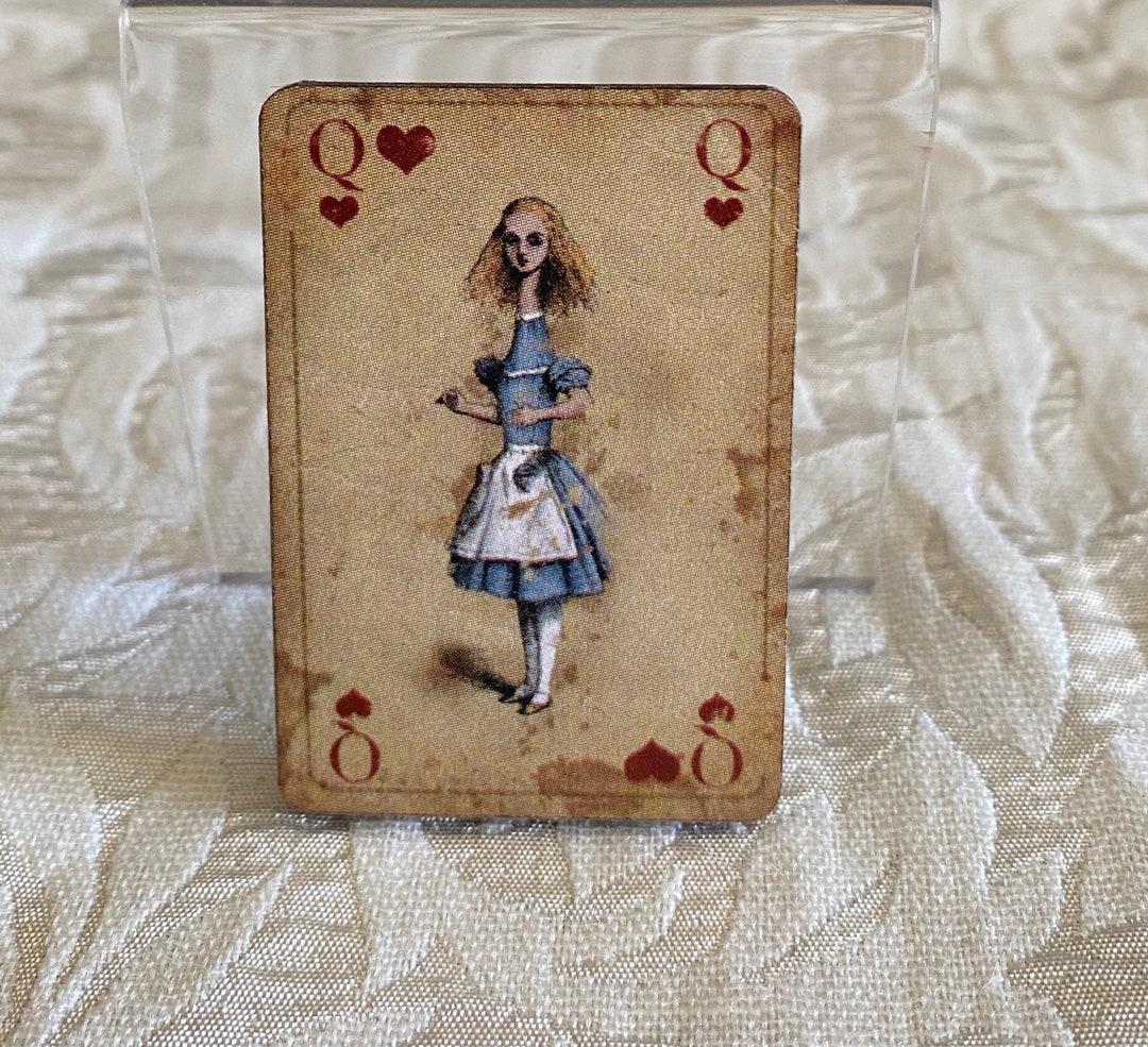 Alice in Wonderland Brooch, Alice Wooden Pin, Alice in Wonderland ...