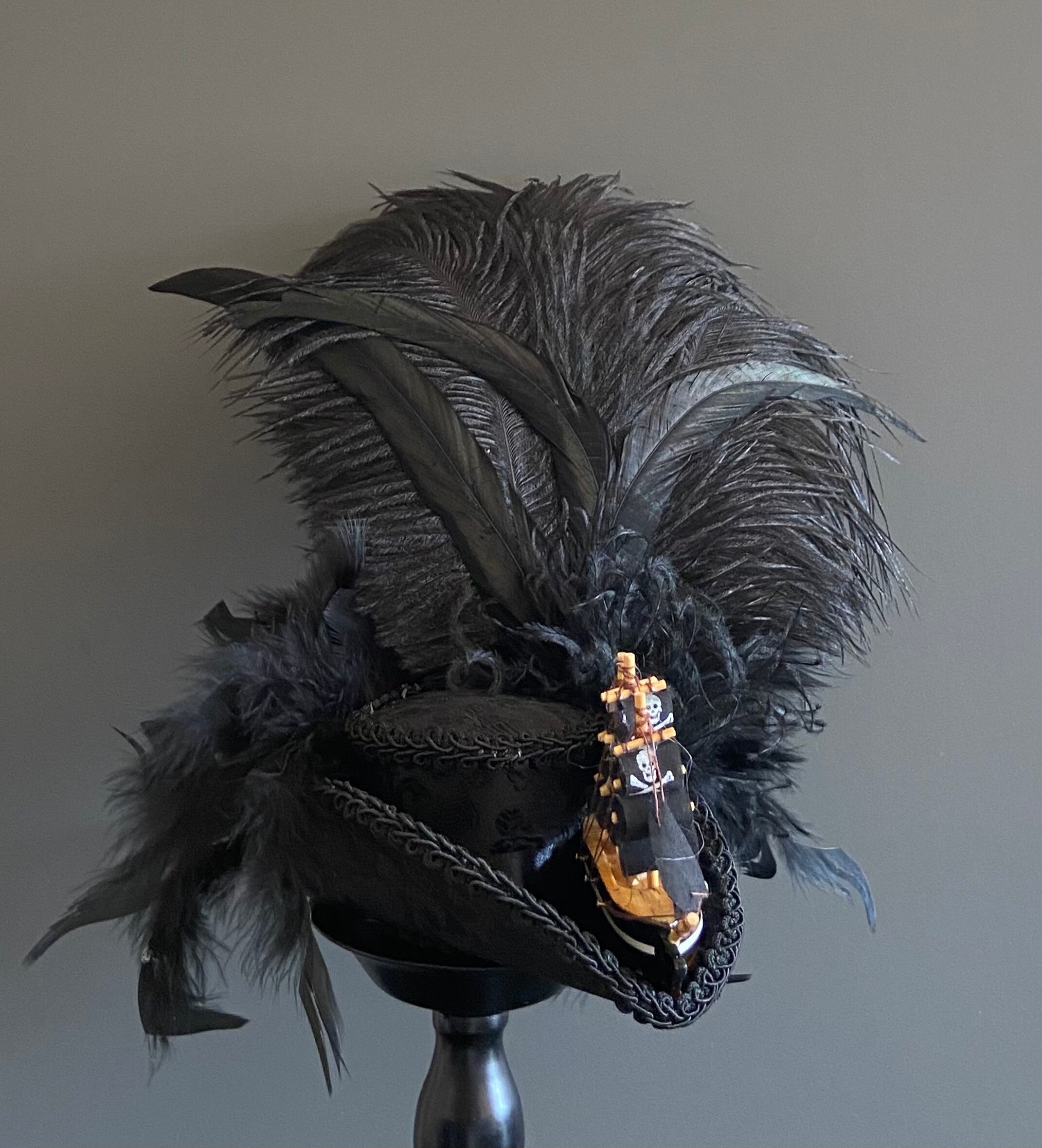 Mini hat pirate black mini pirate hat mini top hat Marie | Etsy