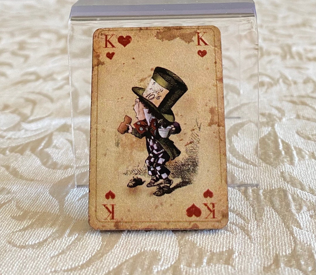Brooch Mad Hatter, Wooden Mad Hatter Pin, Alice in Wonderland Pin, Tea ...