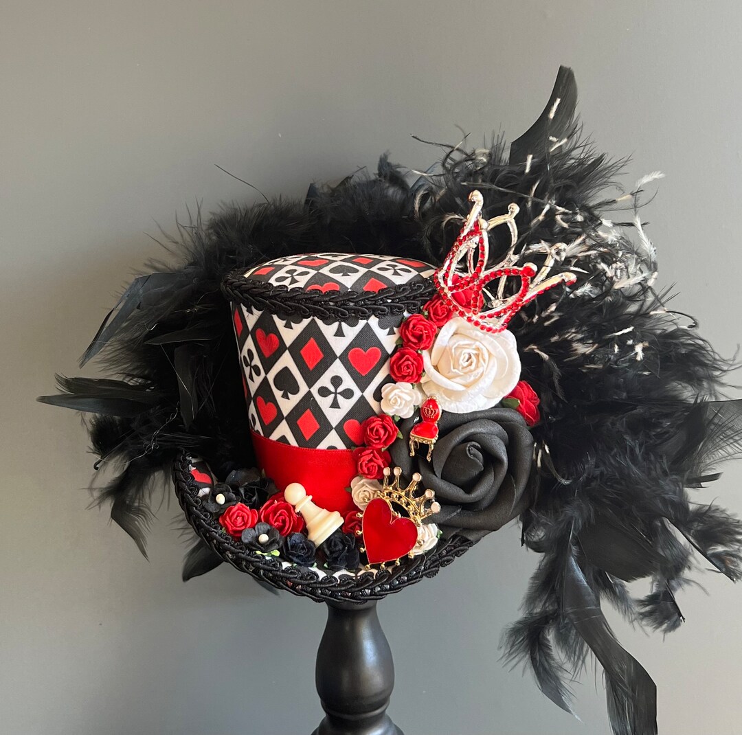 Mini Top Hat, Card Mini Hat, Queen of Hearts Hat, Crown Queen, Alice in ...