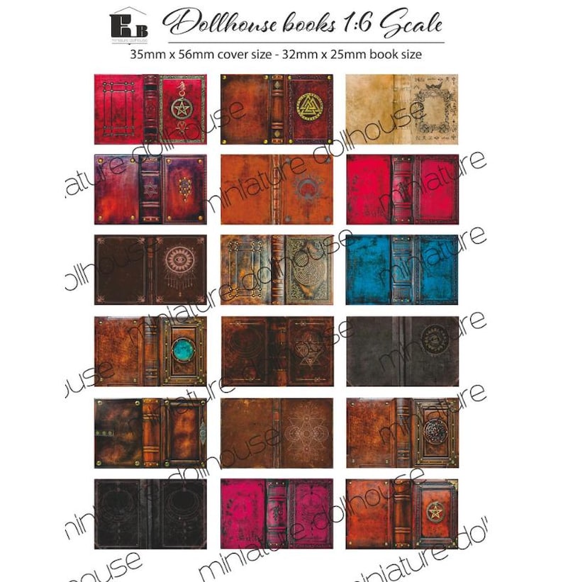 18 Miniature Book Cover, 18 Witch Grimoire Cover, 1/6 Scale Printable ...