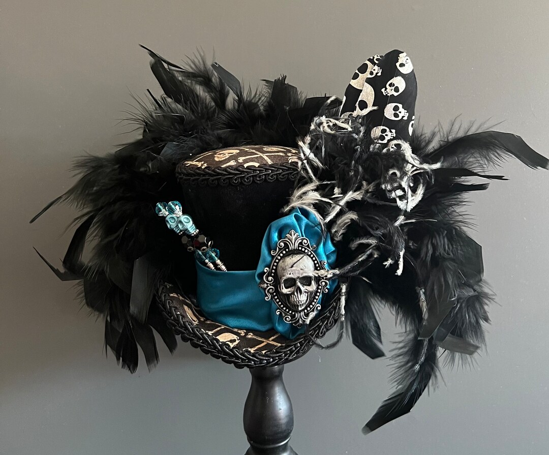 Mini Top Hat, Sugar Skull, Skeleton Hat, Gothic Mini Hat, Day of Dead ...