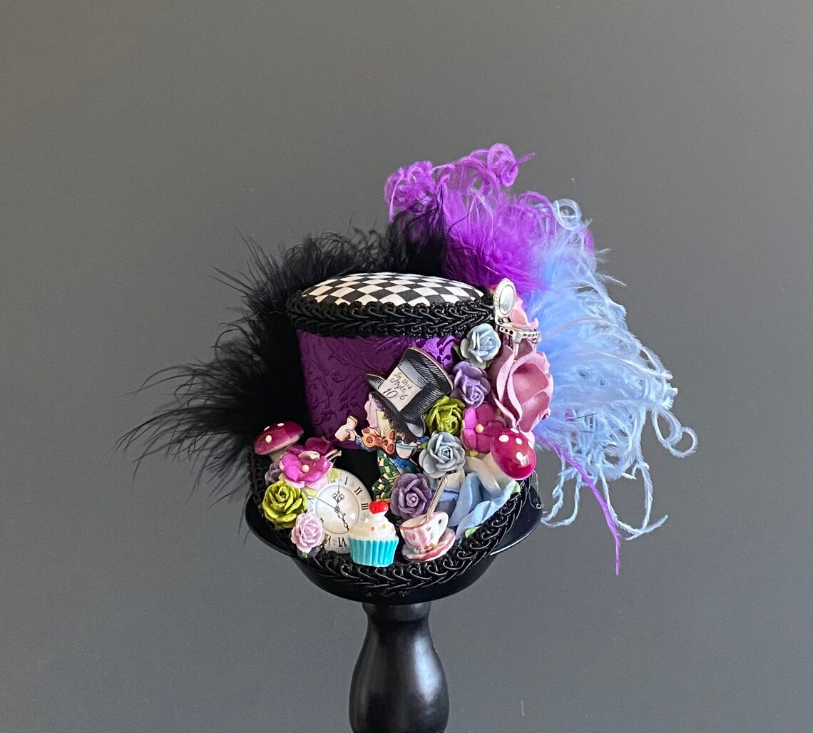Micro Mini Top Hat Mad Hatter Mini Hat Alice in Wonderland - Etsy