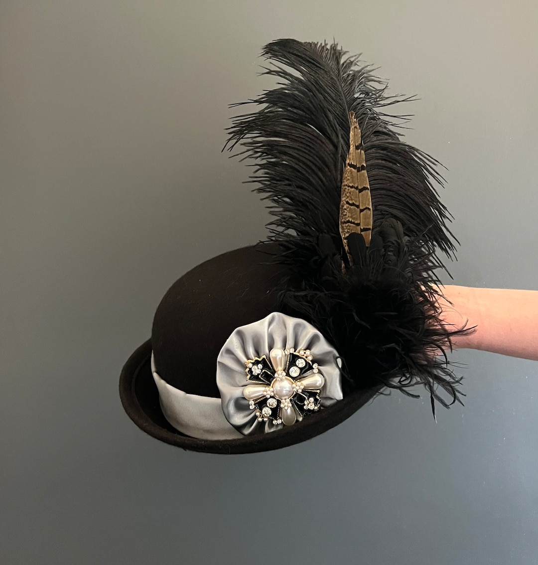 Mini Bowler Hat, Steampunk Bowler Hat, Silver Cog and Gear Bowler, Mini ...