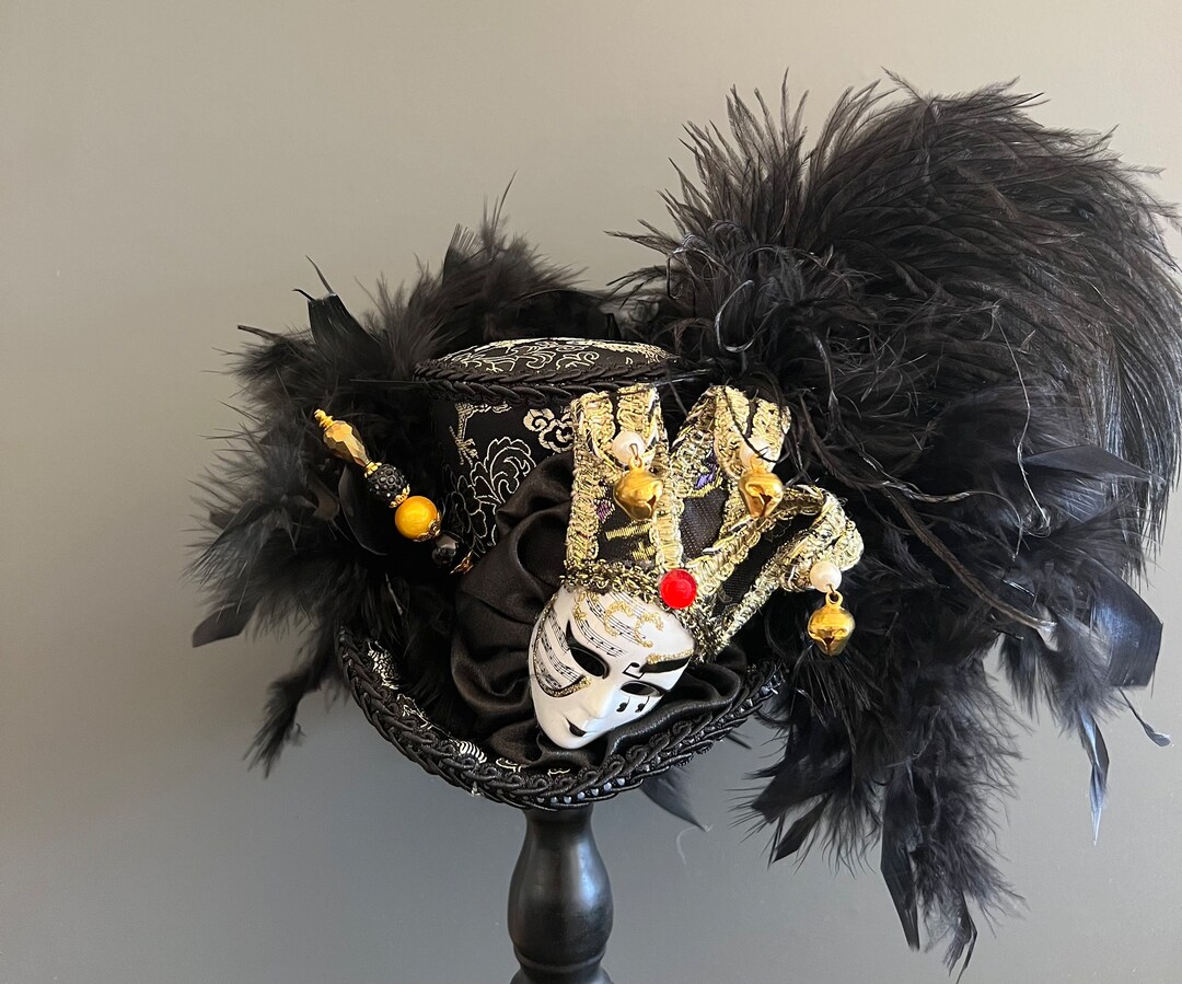 Mini Top Hat, Mardi Gras Top Hat, Black and Gold Hat, Mini Venice ...