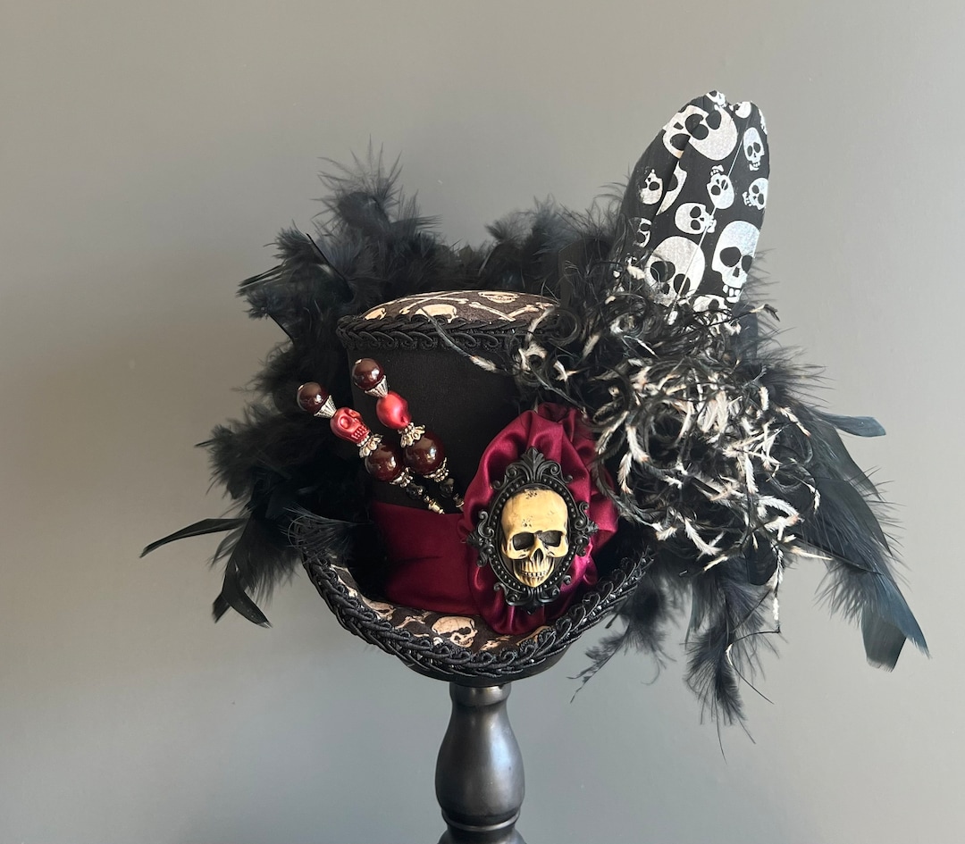 Mini Top Hat, Sugar Skull, Skeleton Hat, Gothic Mini Hat, Day of Dead ...