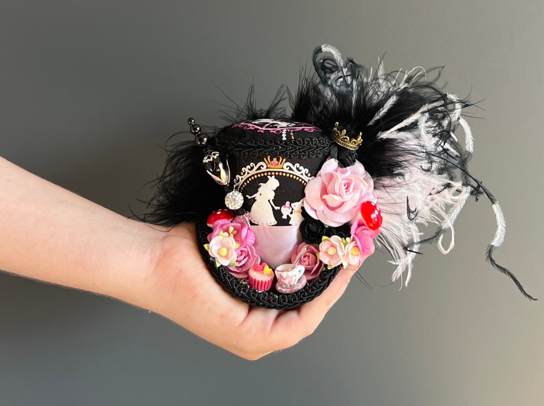 Micro Mini Top Hat, Teacup Hat, Pink Rose Flower Hat, Alice in ...