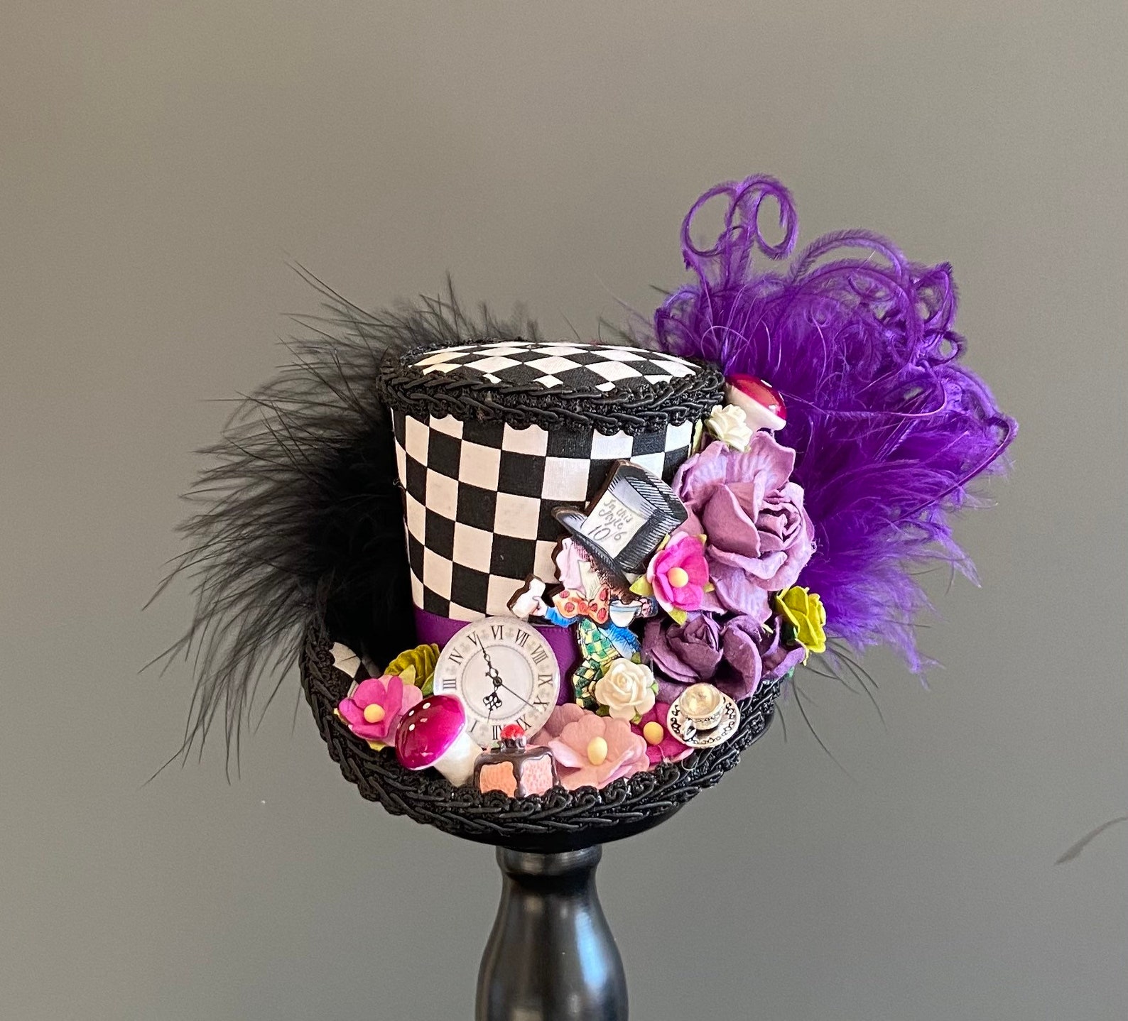 Micro mini top hat, mad hatter mini top hat, mad hatter dioama hat, tea ...