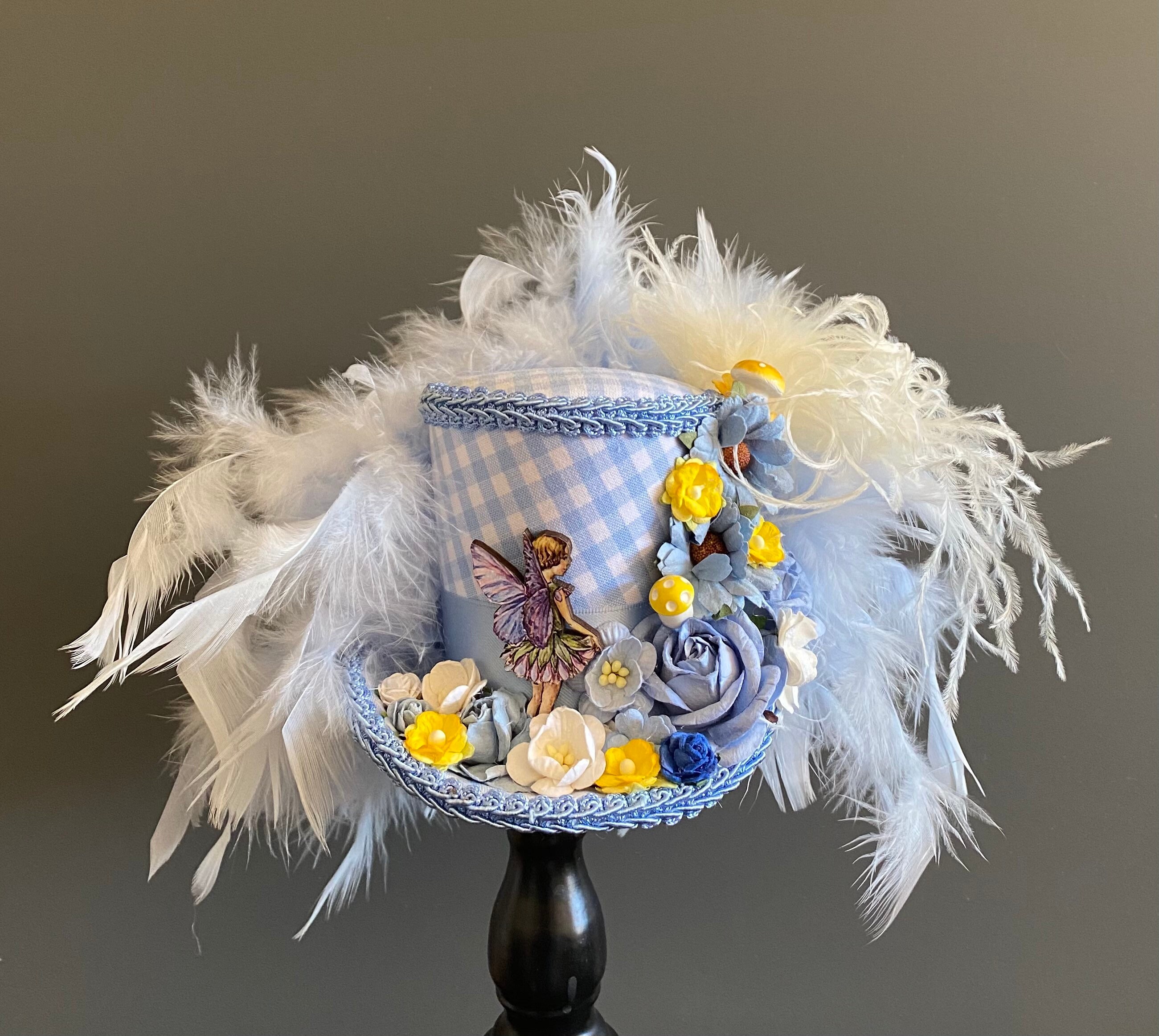 Mini top hat Mini flower Fairy hat Fairy Diorama Alice in | Etsy