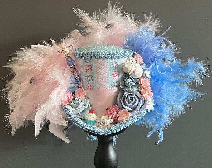 Mini Top Hat, Teacup Mini Hat, Alice in Wonderland, Baby Blue and Pink ...