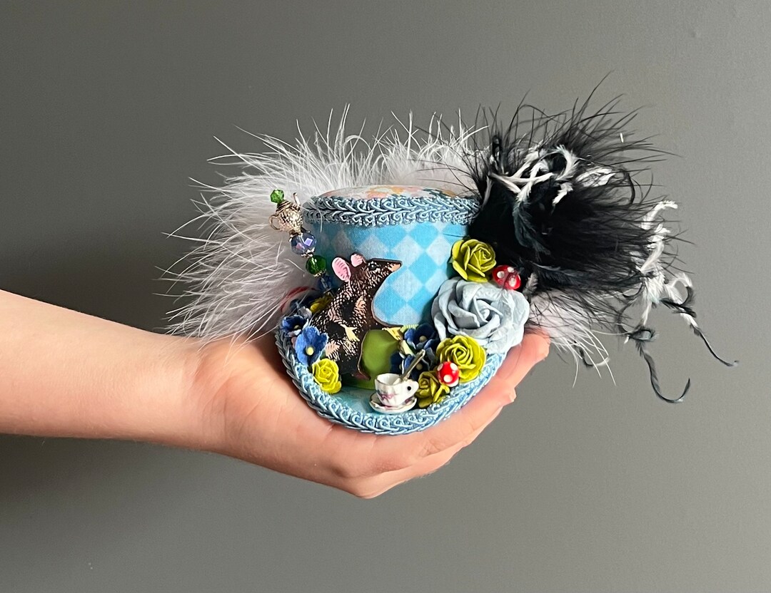 Micro Mini Top Hat, Dormouse Mini Diorama Hat, Mad Hatter Hat, Tea ...