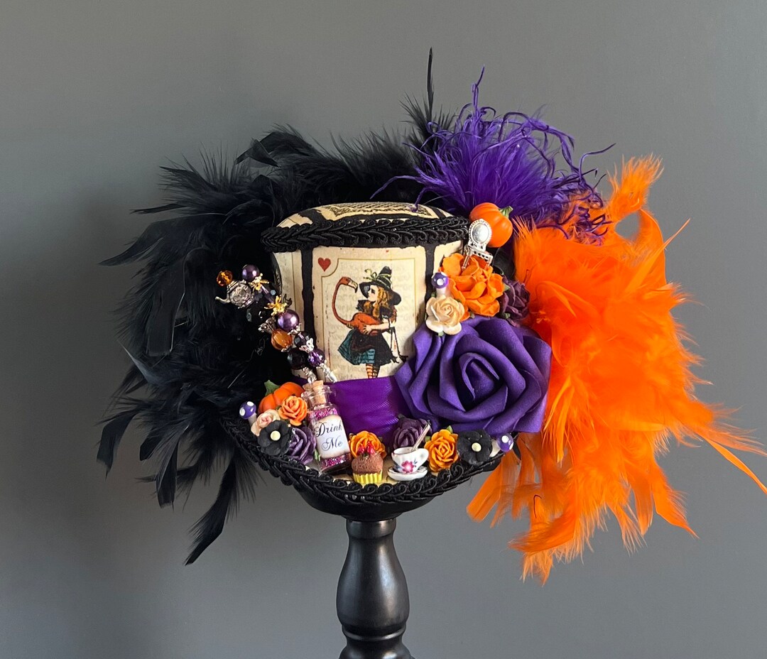 Mini Top Hat, Halloween Mini Top Hat, Alice in Wonderland Hat, Mad ...