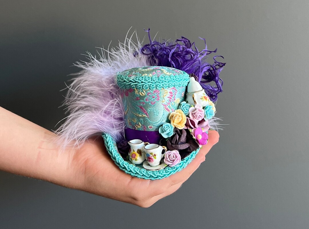 Micro Mini Top Hat, Purple Teacup Hat, Mad Hatter Hat, Tea Hat, Alice ...