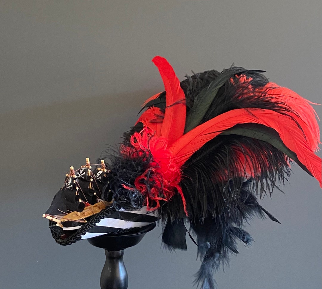 Mini hat pirate, black mini pirate hat, mini top hat, Marie Antoinette ...