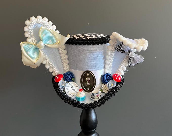 Mini Top Hat, Alice in Wonderland Mini Blue Top Hat, Mad Tea Party ...