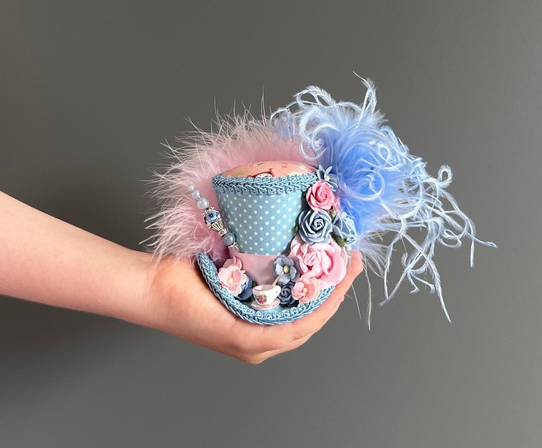 Micro Mini Top Hat, Blue Tea Cup Hat, Blue Tea Pot Alice in Wonderland ...