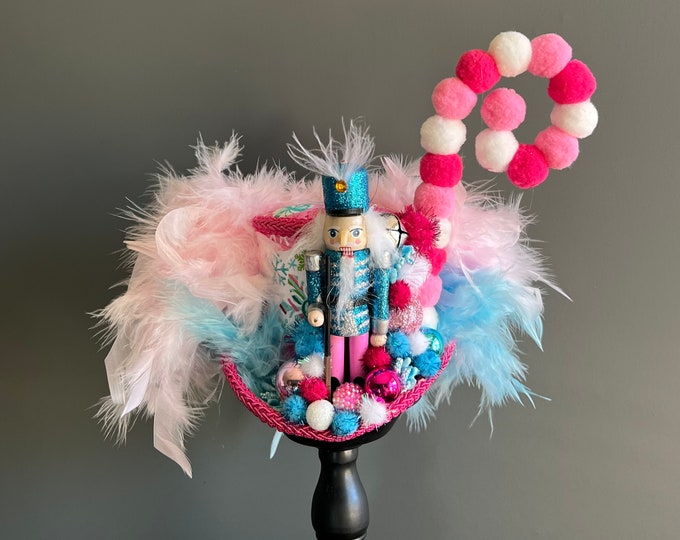 Christmas Mini Top Hat, Mini Nutcracker Top Hat, Pink and Blue ...