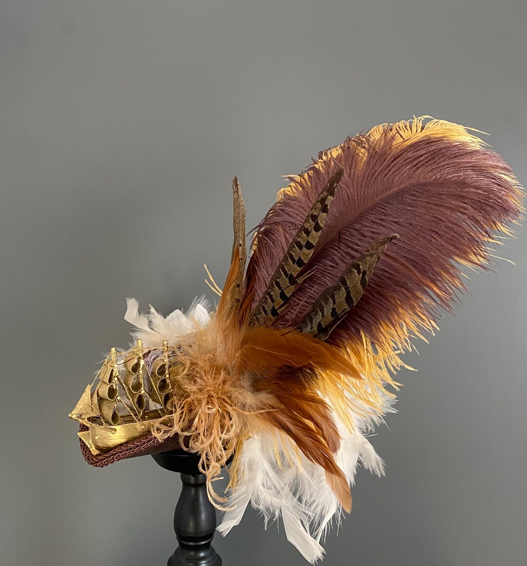 Mini Pirate Hat, Brown Mini Pirate Hat, Mini Top Hat, Marie Antoinette ...