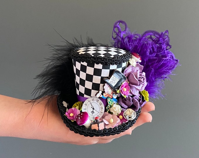 Micro Mini Top Hat, Mad Hatter Mini Top Hat, Mad Hatter Dioama Hat, Tea ...