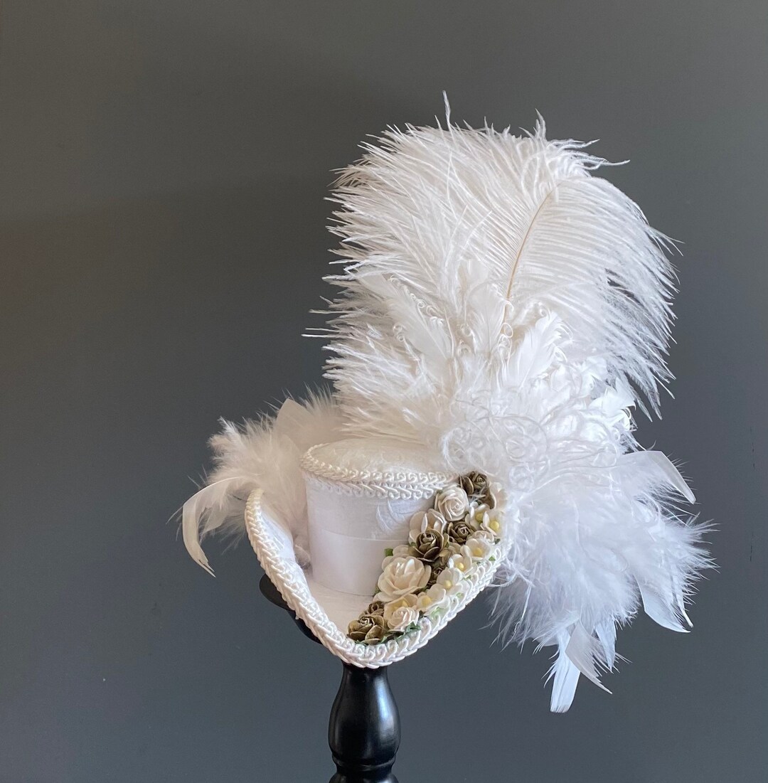 Mini Pirate Hat, White and Gold Pirate Hat, Bridal Tricorn, Marie ...