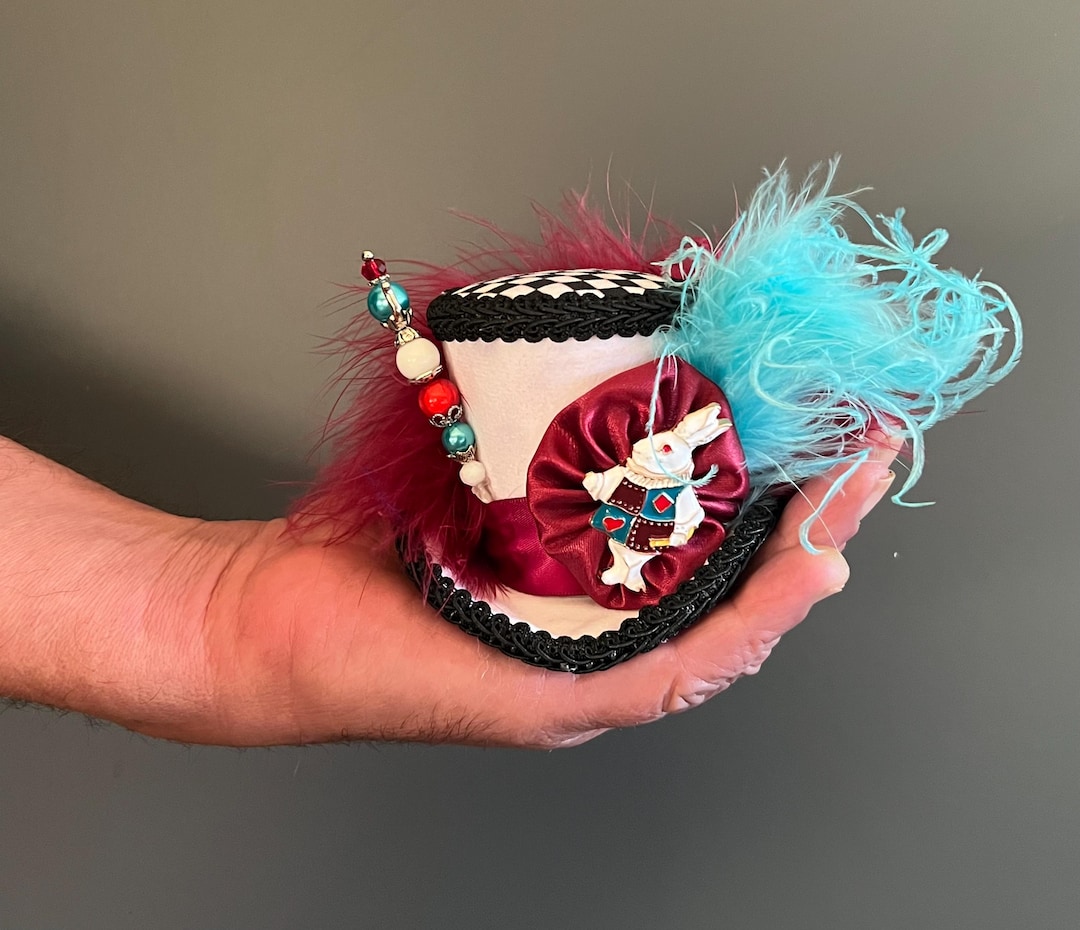Micro Mini Top Hat, White Rabbit Diorama Hat, Alice in Wonderland, Mad ...