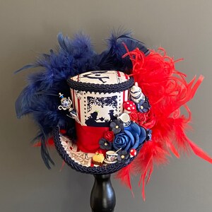 Mini Top Hat, Alice in Wonderland Hat, Blue and Red Tea Hat, Mad Hatter ...