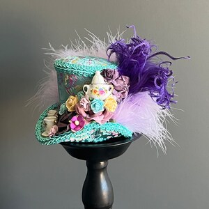 Micro Mini Top Hat, Purple Teacup Hat, Mad Hatter Hat, Tea Hat, Alice ...