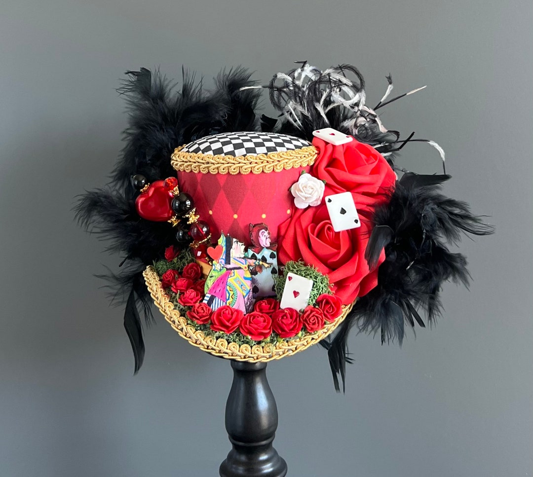 The Queen of Hearts Hat, Mini Top Hat, Alice in Wonderland Hat, Mad ...