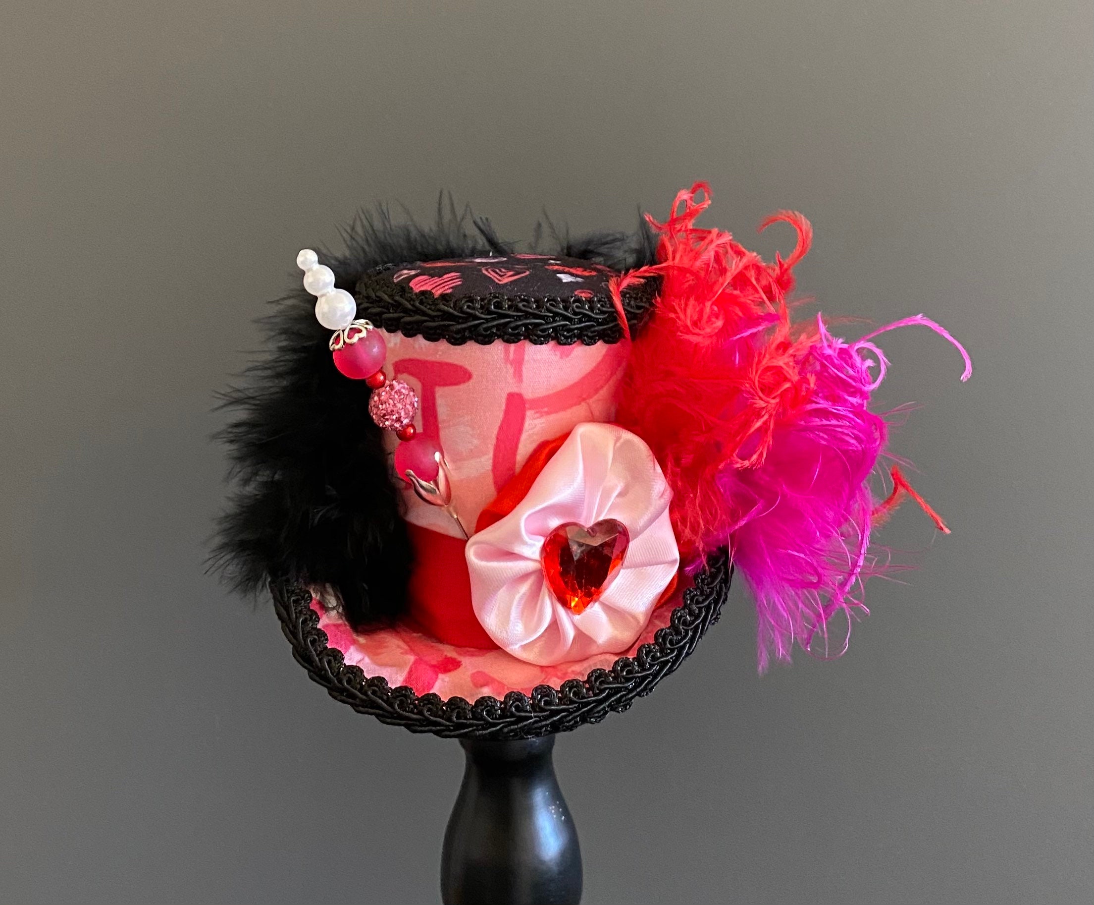 Micro mini top hat Valentine's day mini top hat Alice in | Etsy