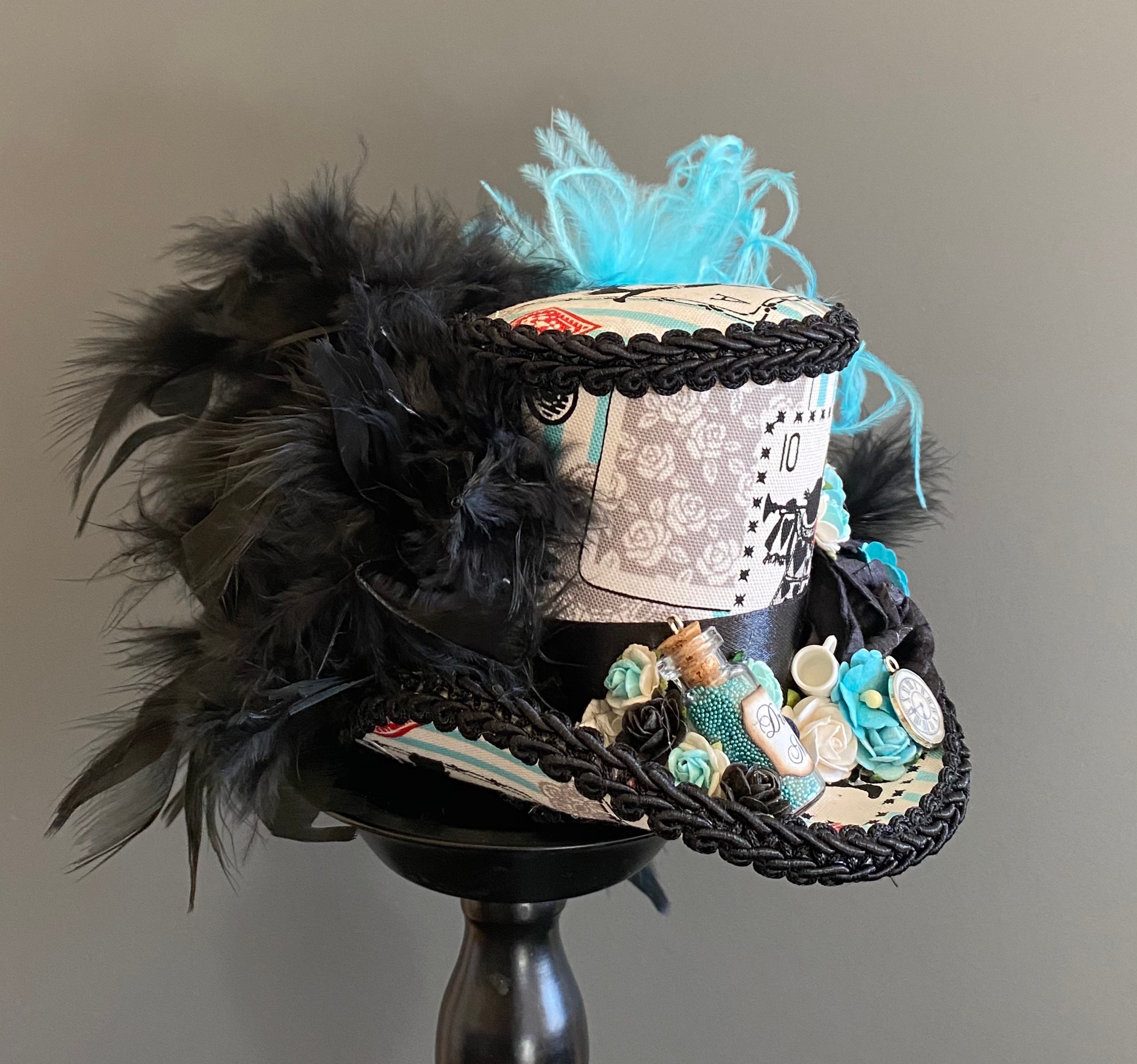 Mini top hat Alice in wonderland white rabbit hat drink me - Etsy France