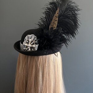 Mini Bowler Hat, Steampunk Bowler Hat, Silver Cog and Gear Bowler, Mini ...